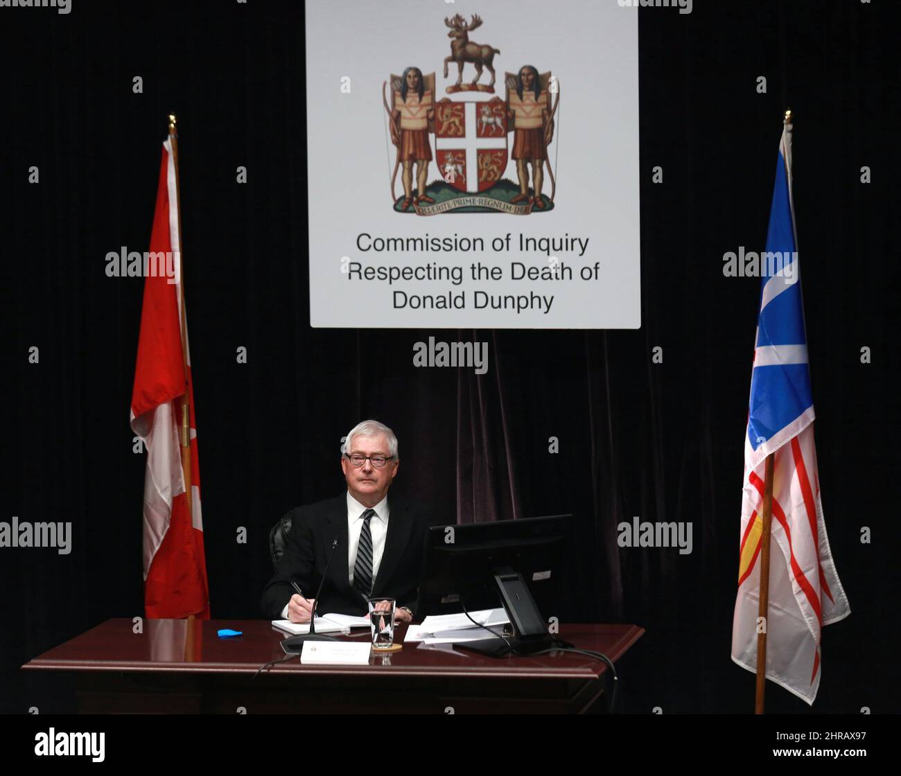 Justice Leo Barry is shown during the opening day of the Commission ...