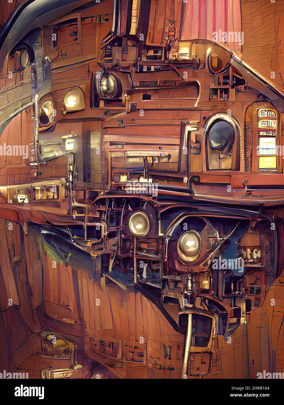 Beautiful colored drawing of steampunk machines Stock Photo - Alamy