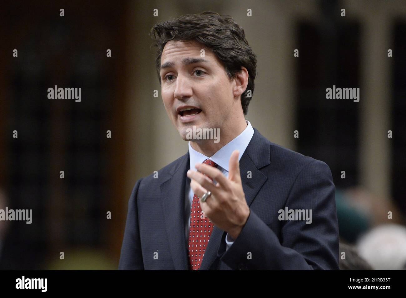 Prime Minister Justin Trudeau answers a question during Question Period ...
