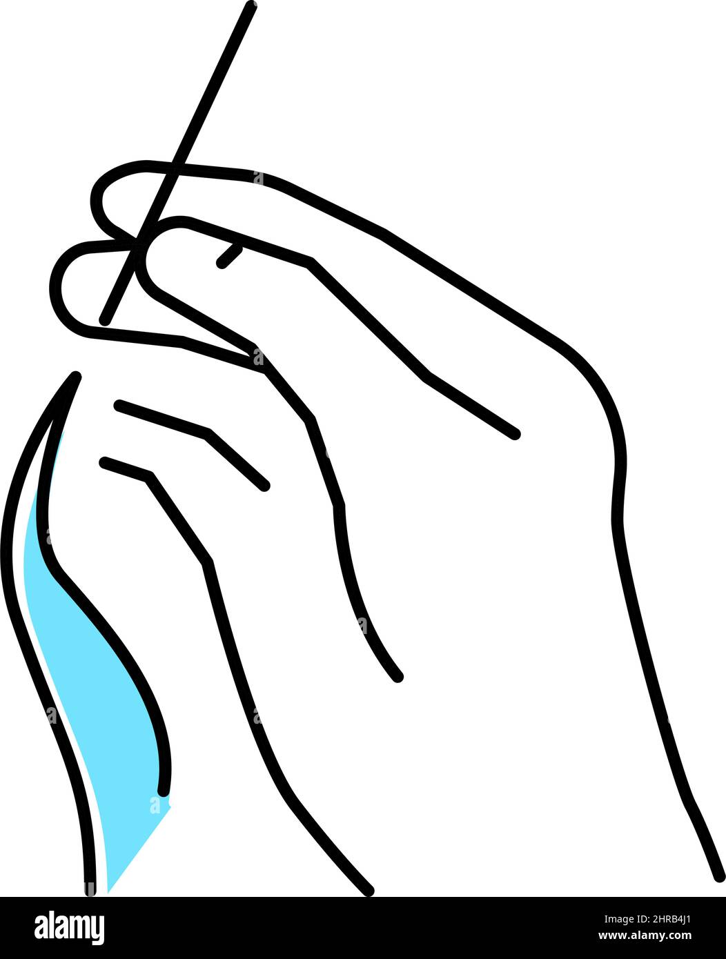 sewing hand holding needle with thread color icon vector illustration ...