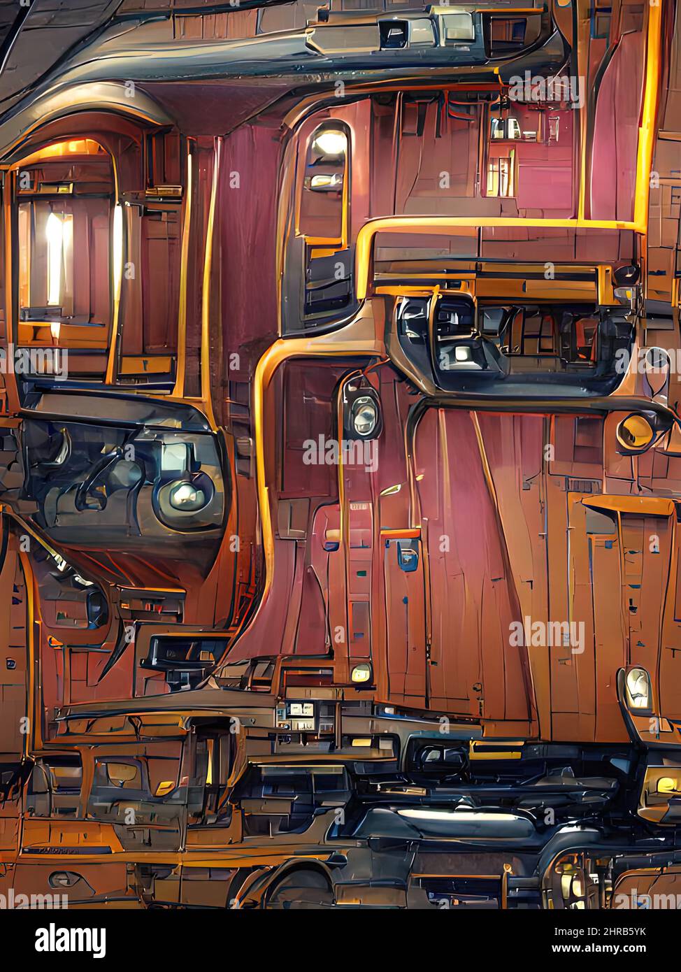 Beautiful colored drawing of steampunk machines Stock Photo - Alamy