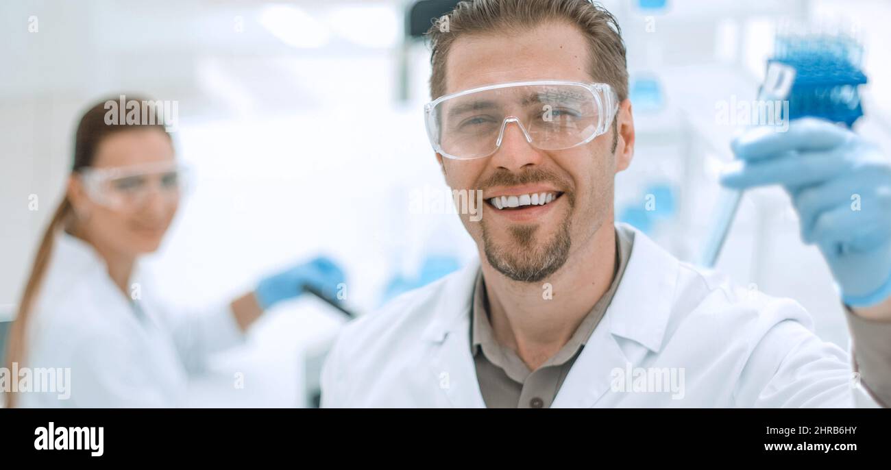 successful scientist checking the results of the examination Stock ...