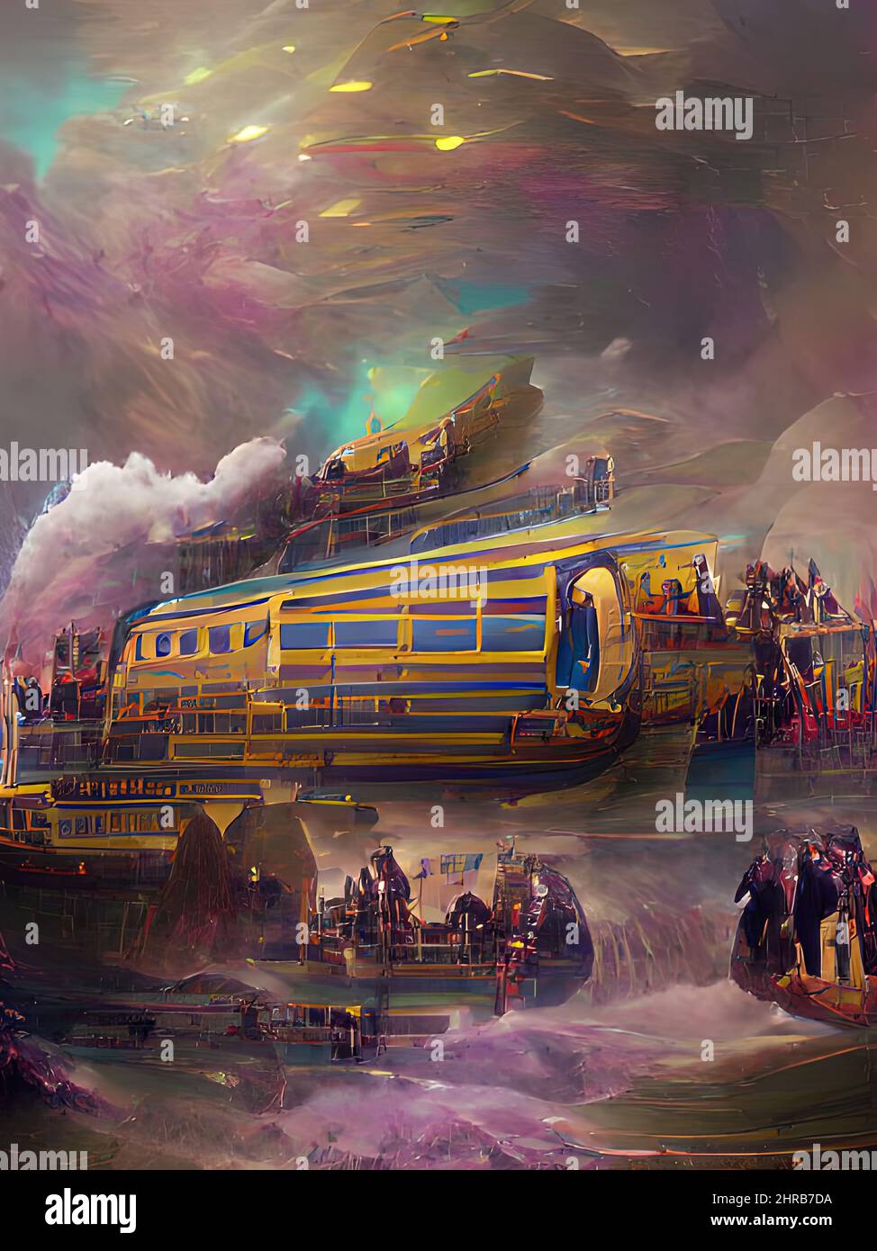 Beautiful colored drawing of steampunk machines Stock Photo - Alamy