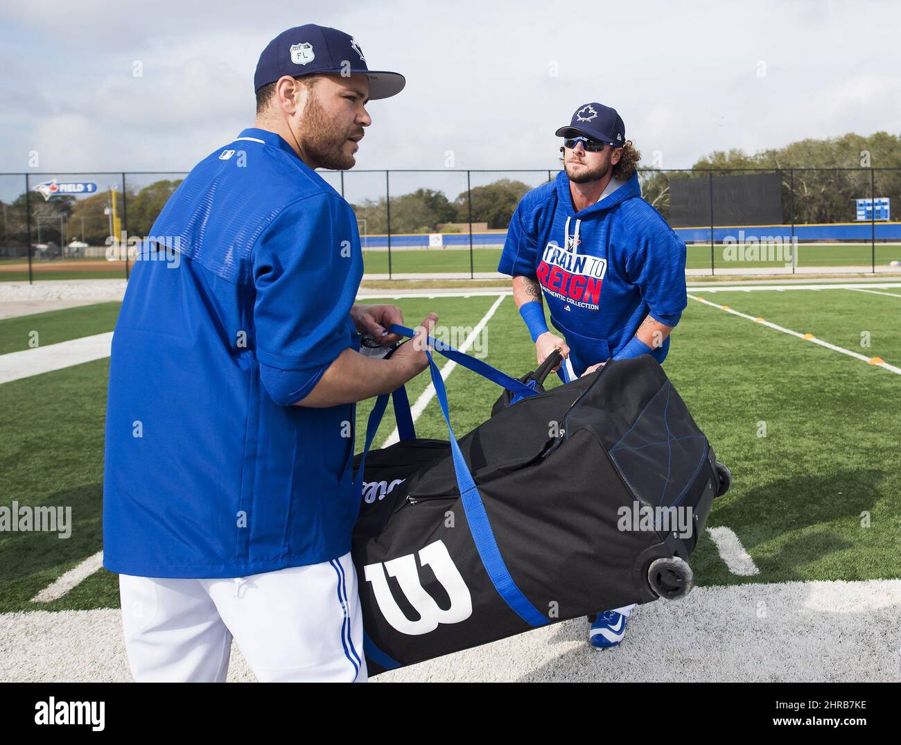 Toronto Blue Jays catcher Russell Martin, left, and Blue Jays catcher ...