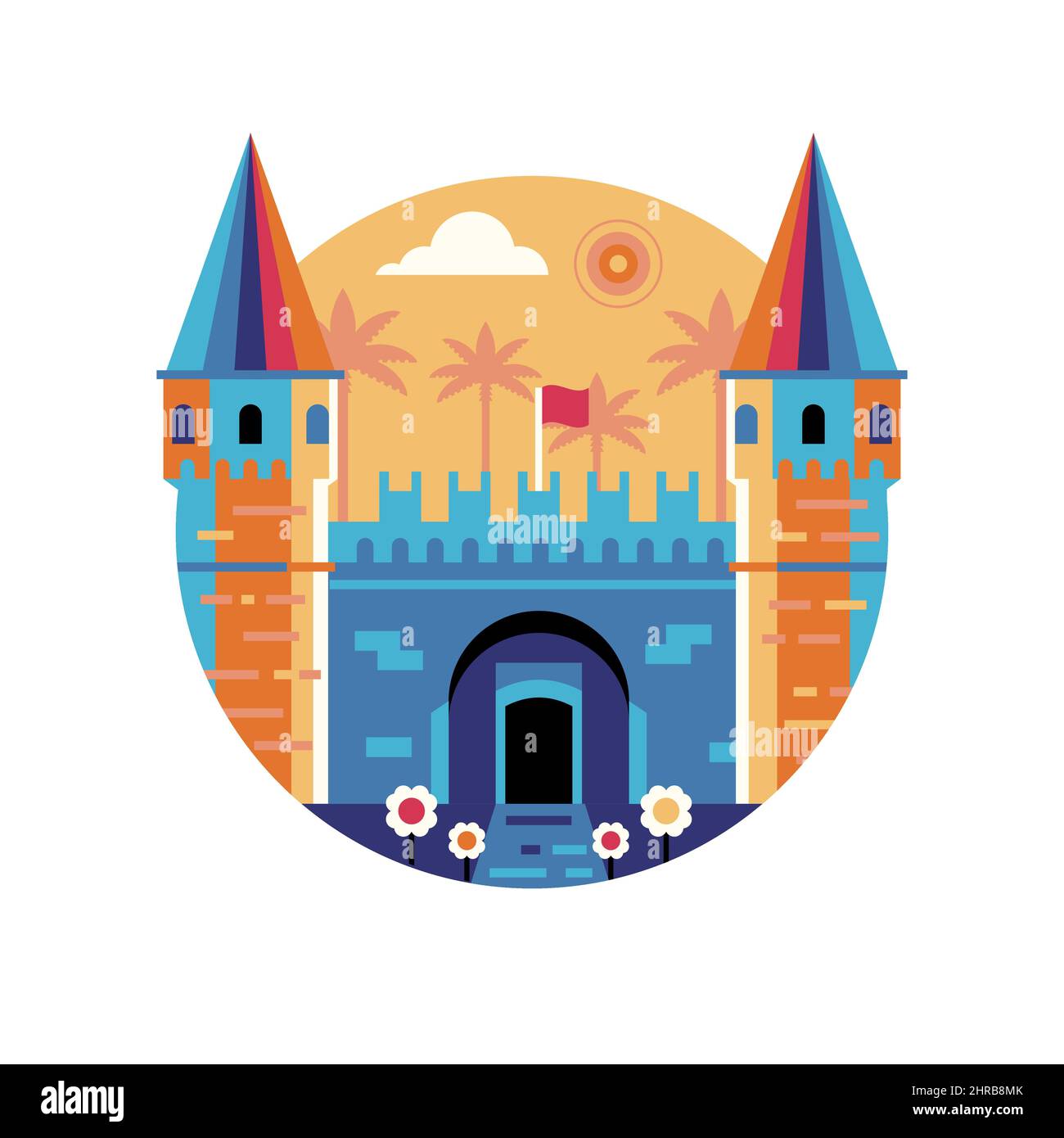 Old palace building blue Stock Vector Images - Alamy