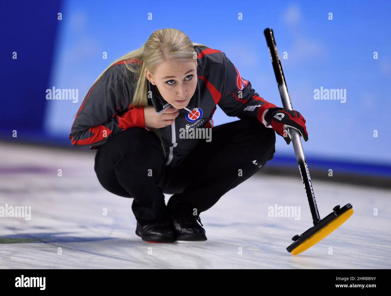 Northwest Territories' Megan Koehler watches the sweep while taking on ...
