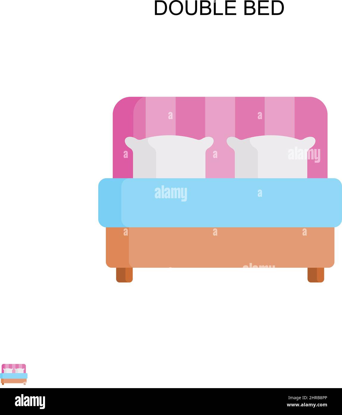 Double bed Simple vector icon. Illustration symbol design template for ...