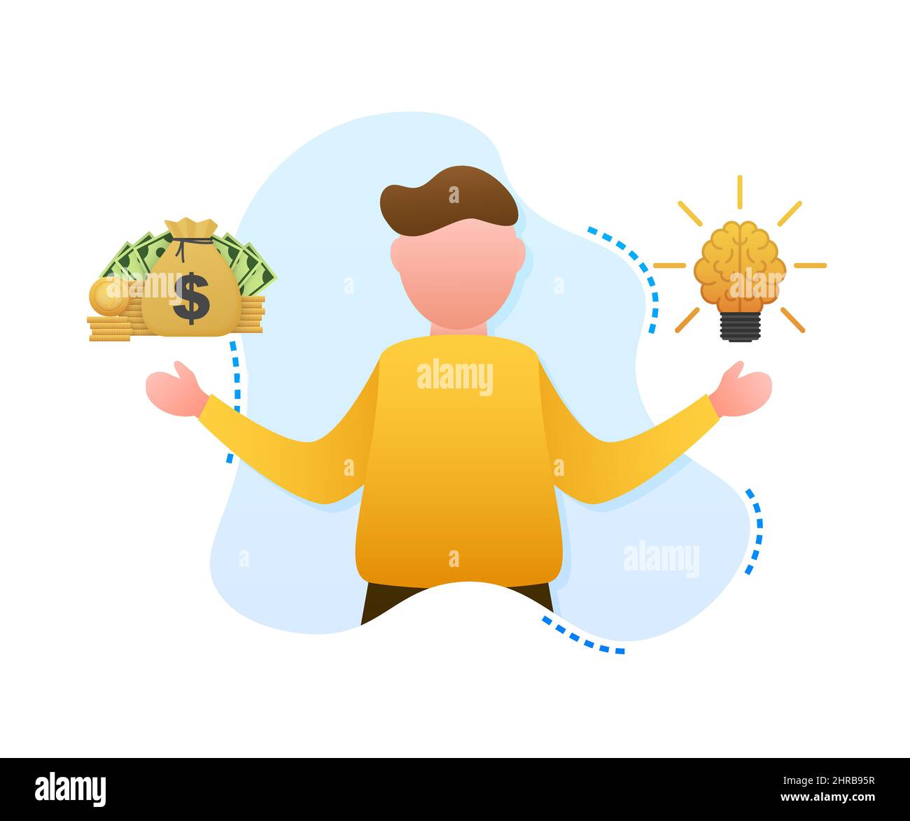 Man choosing between two options idea and money. Vector stock ...