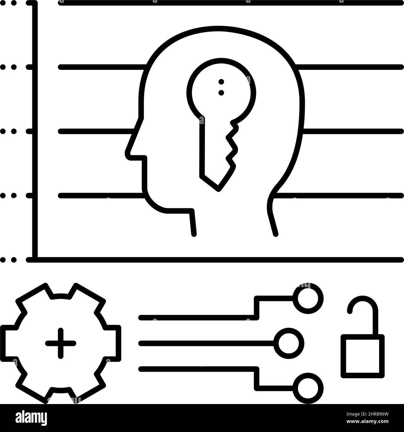 technology face id for access device line icon vector illustration ...