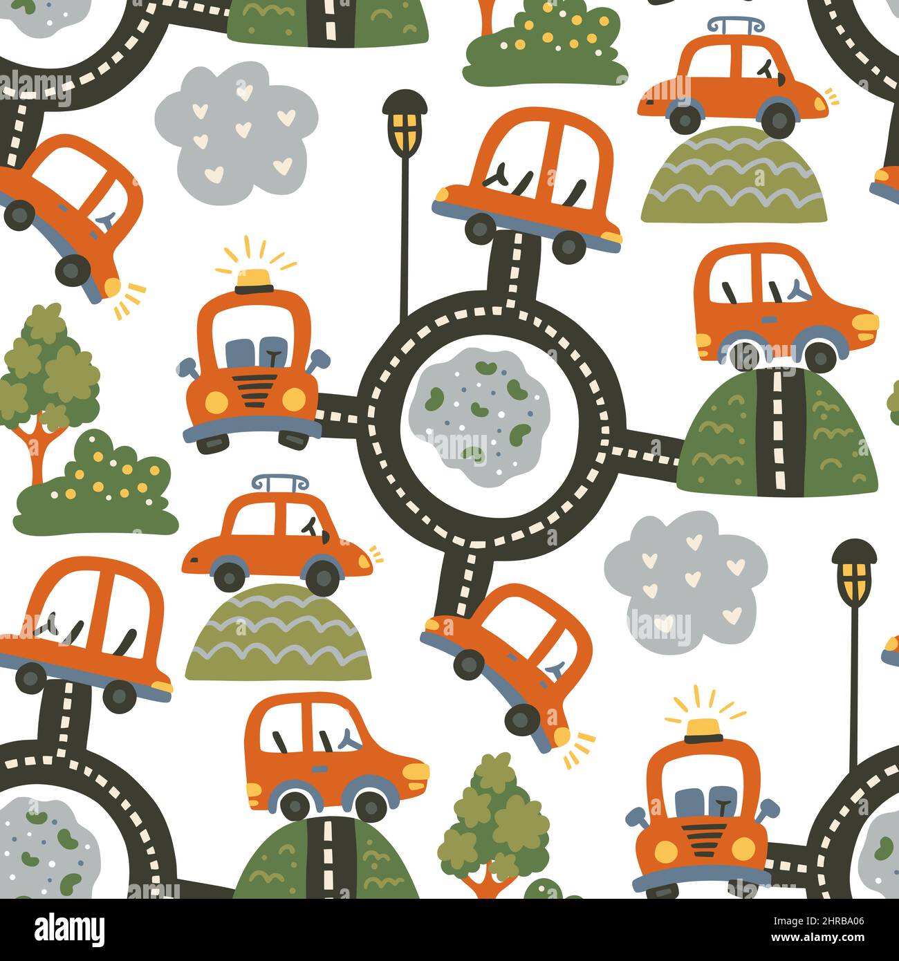 Cute cartoon car seamless pattern - baby boy background Stock Vector ...