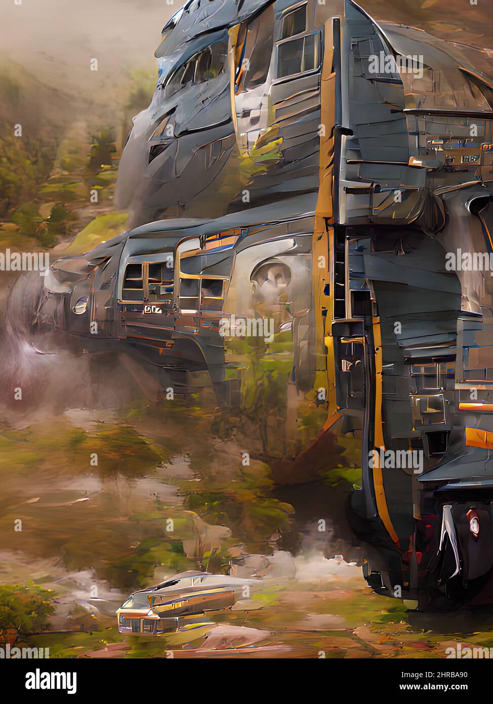 Beautiful colored drawing of steampunk machines Stock Photo - Alamy