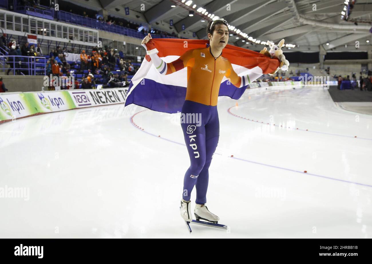 Kai Verbij, of the Netherlands, celebrates his overall victory at the ...