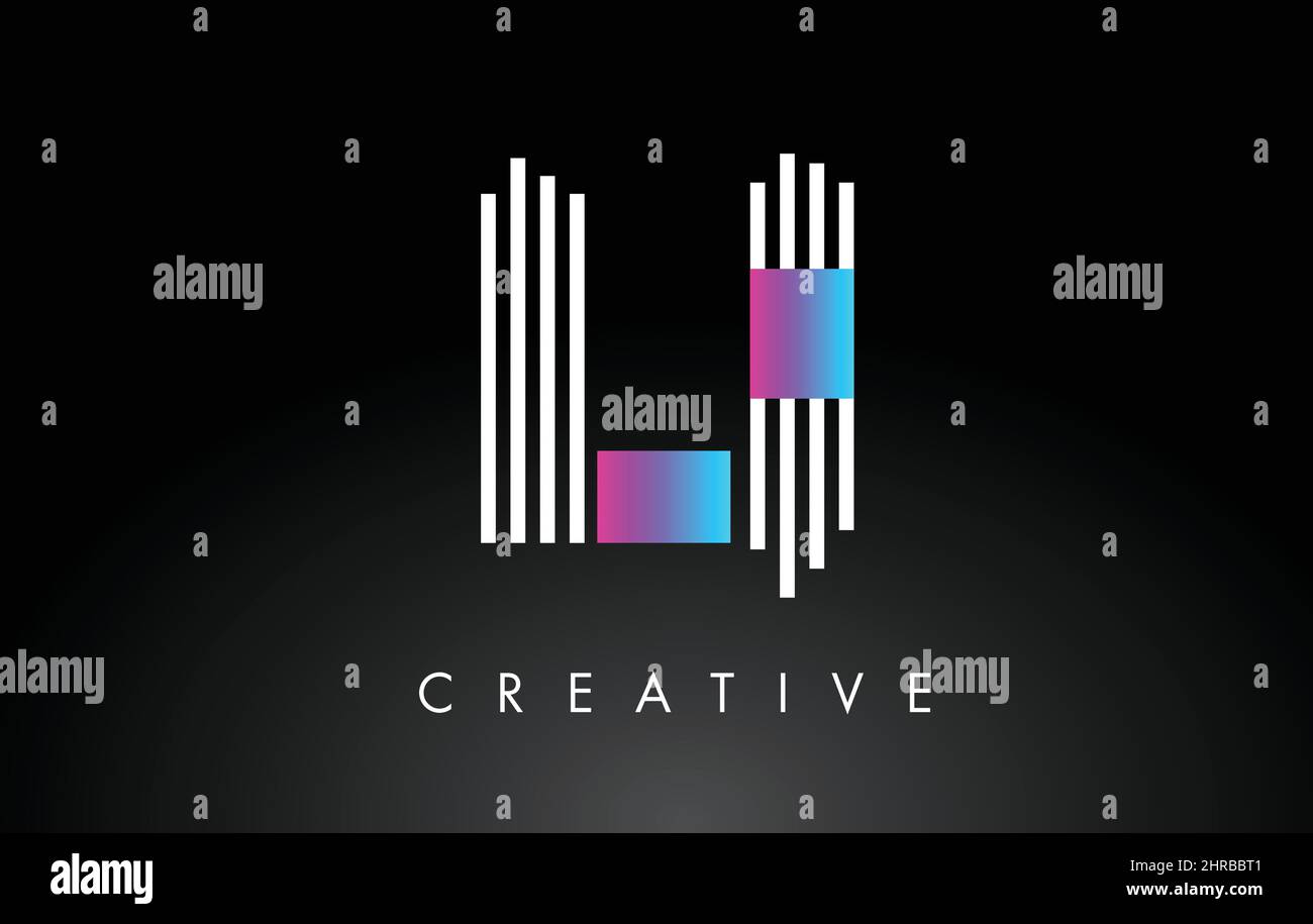 LI White Purple Lines Letter Logo. Creative Line Letters Design Vector ...