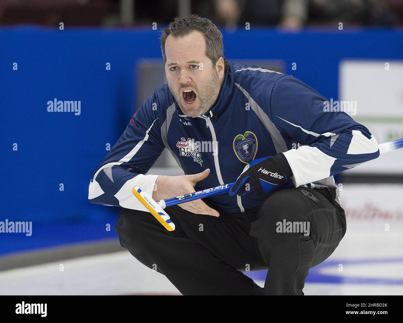Nova Scotia skip Jamie Murphy directs the sweep as they play British ...
