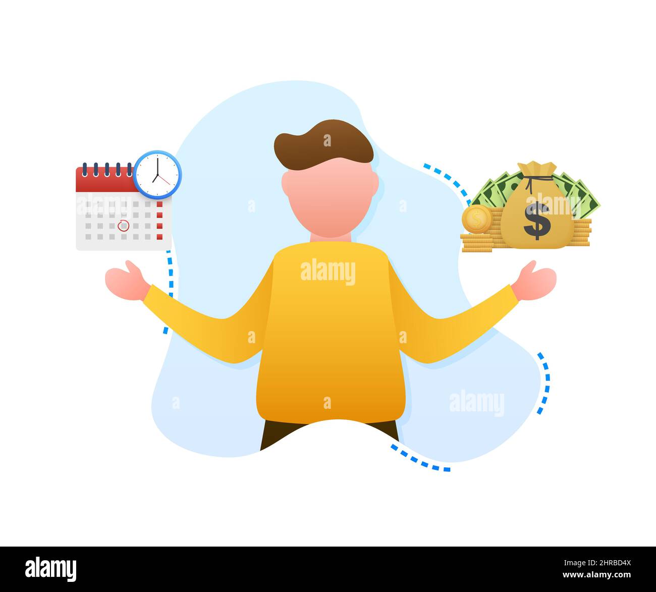 Man choosing between two options Time and money. Vector stock ... Man choosing between two options Time and money. Vector stock ...