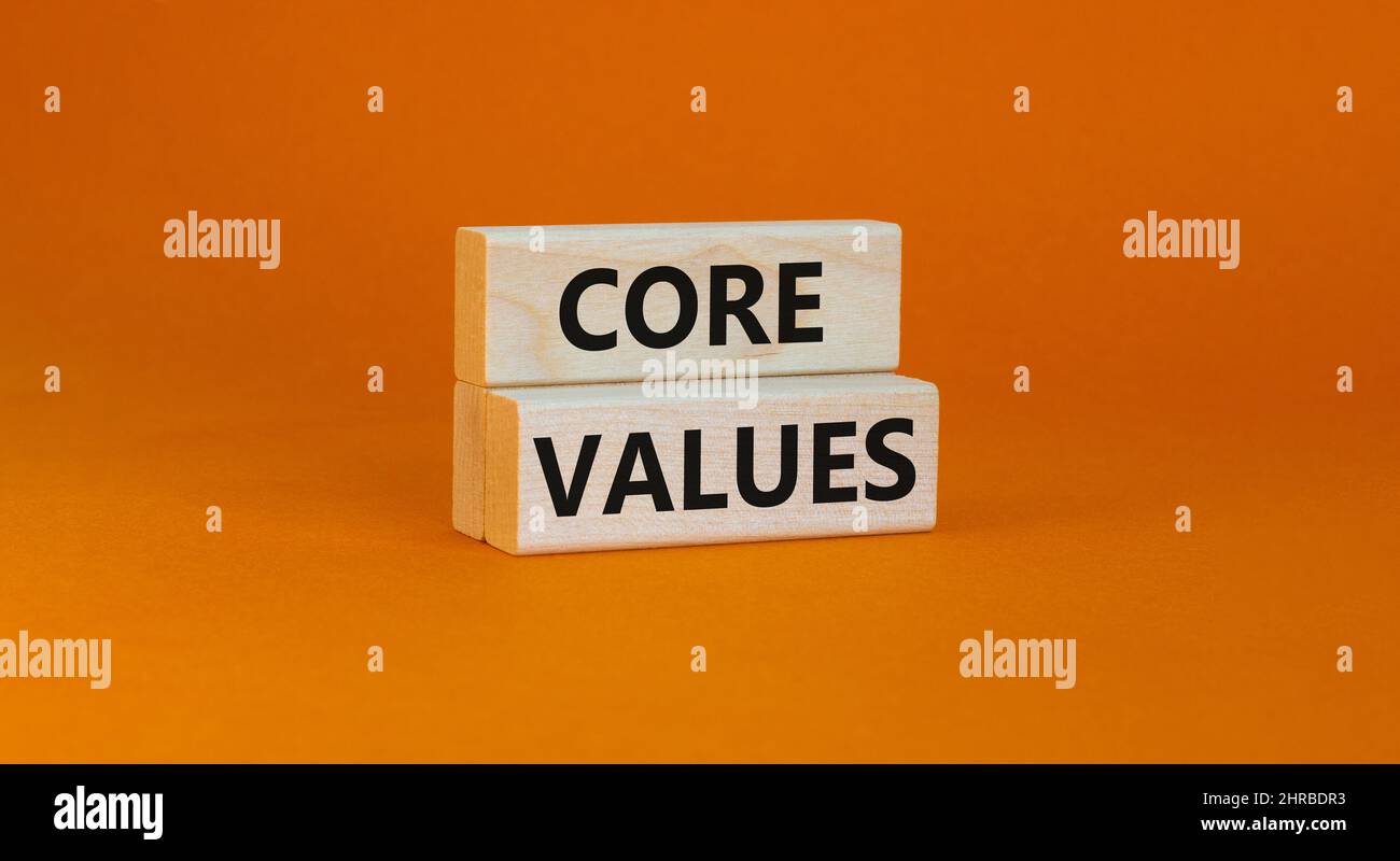 Core values symbol. Concept words Core values on wooden blocks on a ...