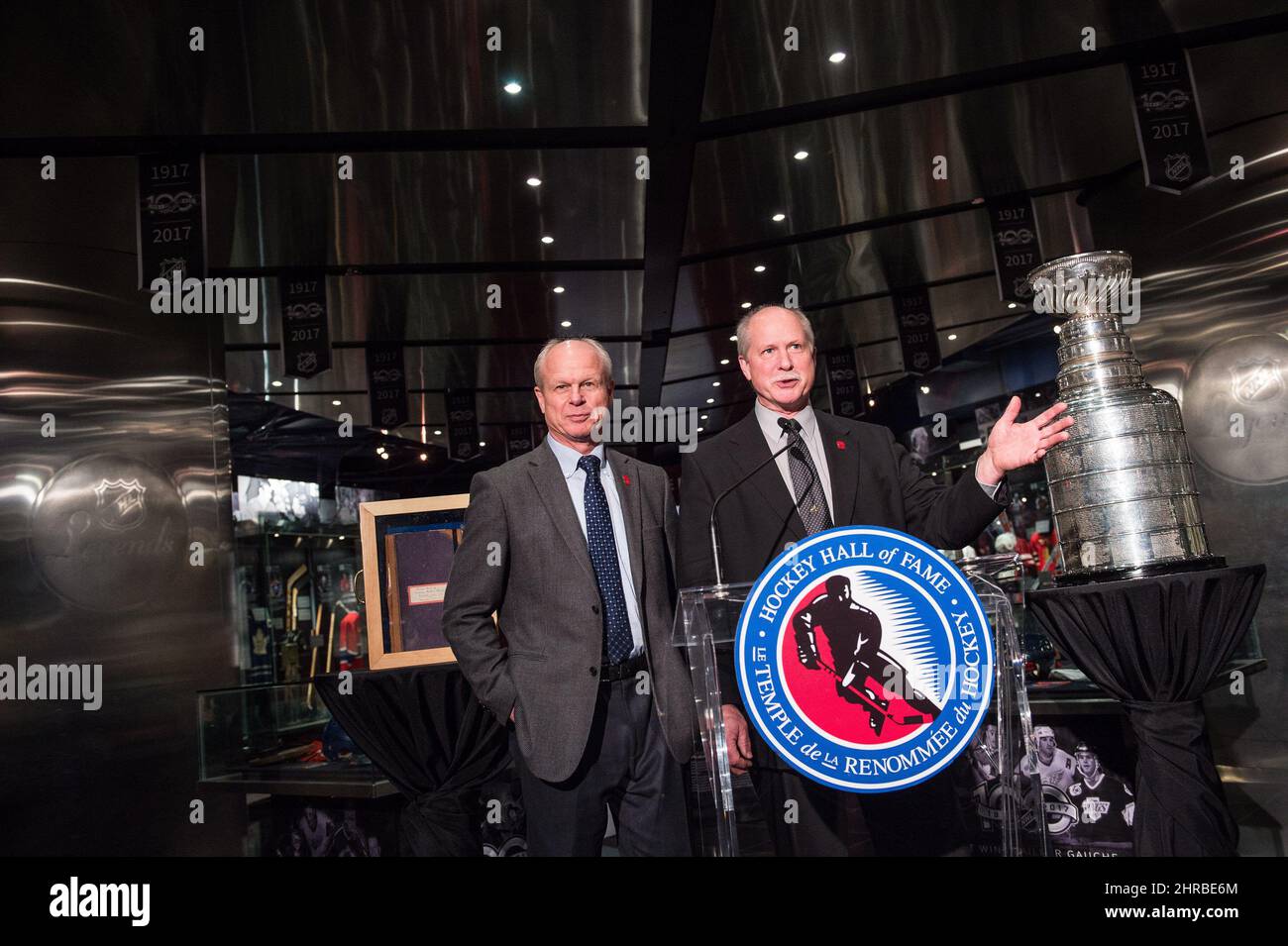 Mark, left, and Marty Howe speak at the Hockey Hall of Fame for the ...