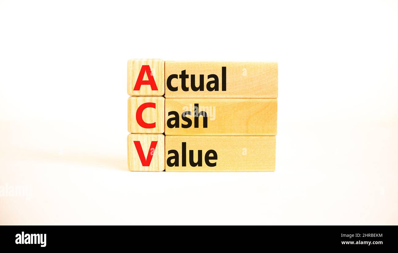 ACV actual cash value symbol. Concept words ACV actual cash value on ...