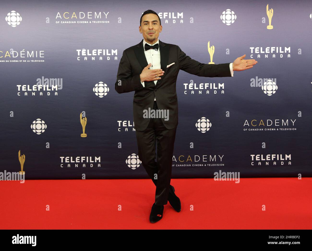 Actor Michael Reventar completes a spin on the red carpet at the 2017 ...