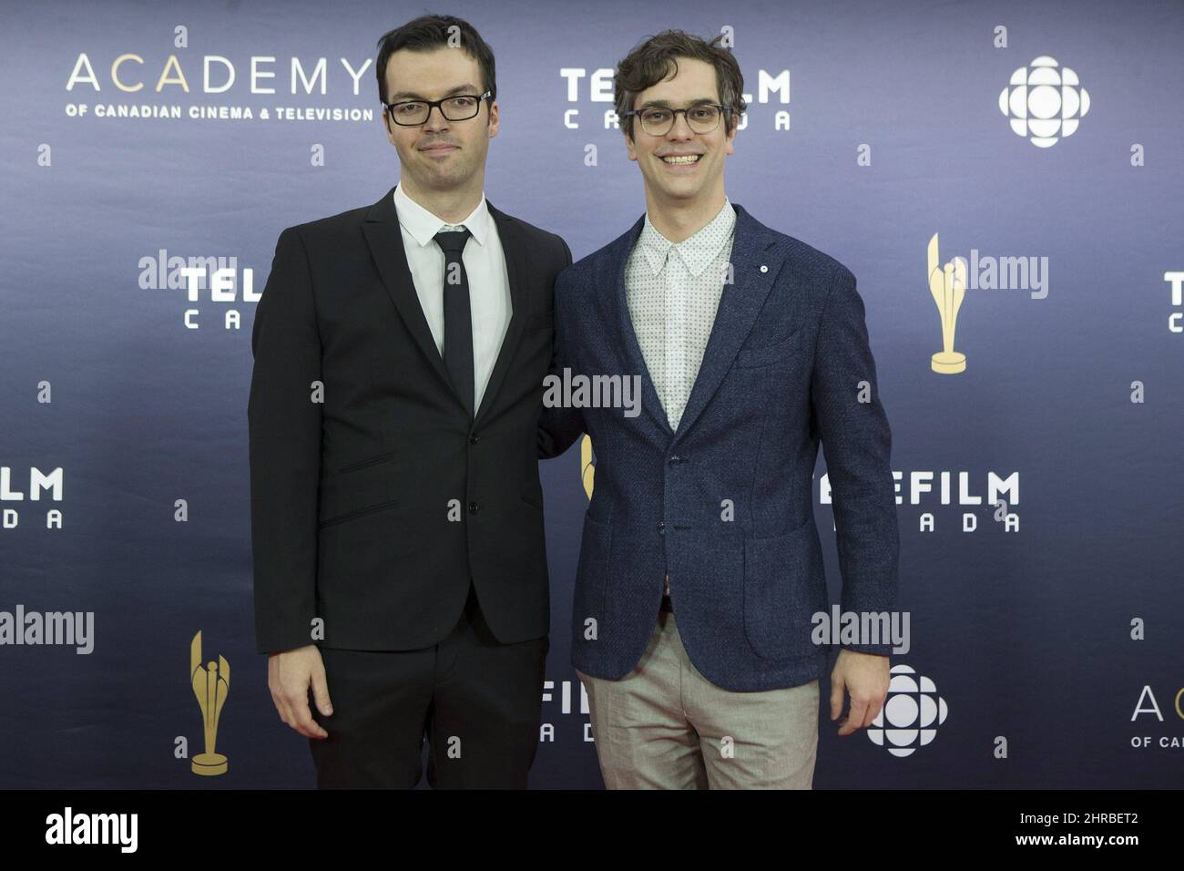 Mathieu Denis, left, and Simon Lavoie arrive on the red carpet at the ...