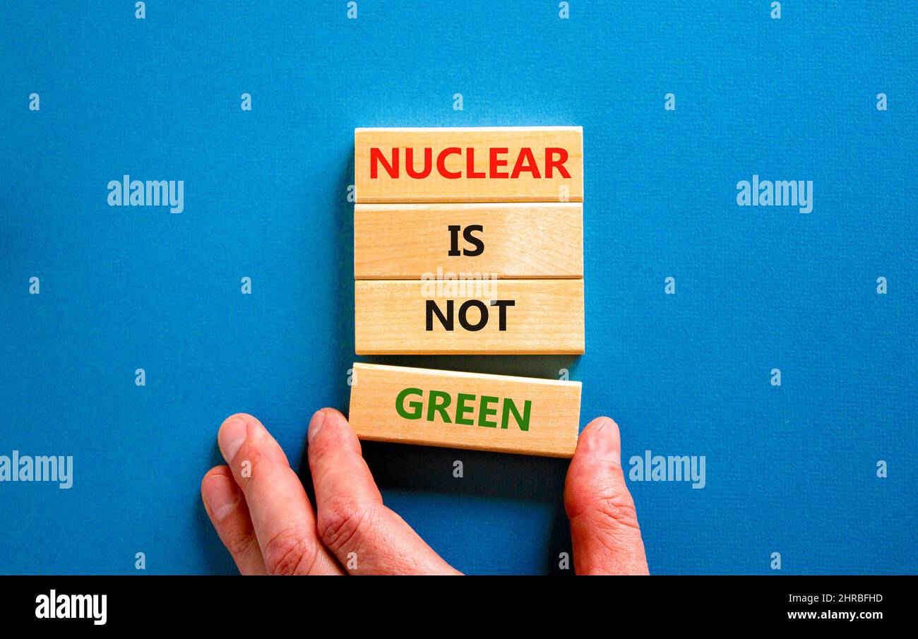 Nuclear is not green symbol. Concept words Nuclear is not green on ...