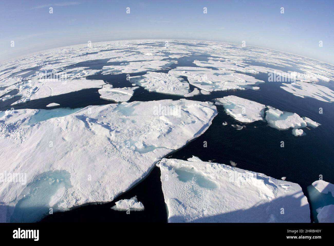 This July 10, 2008 file photo made with a fisheye lens shows ice floes ...