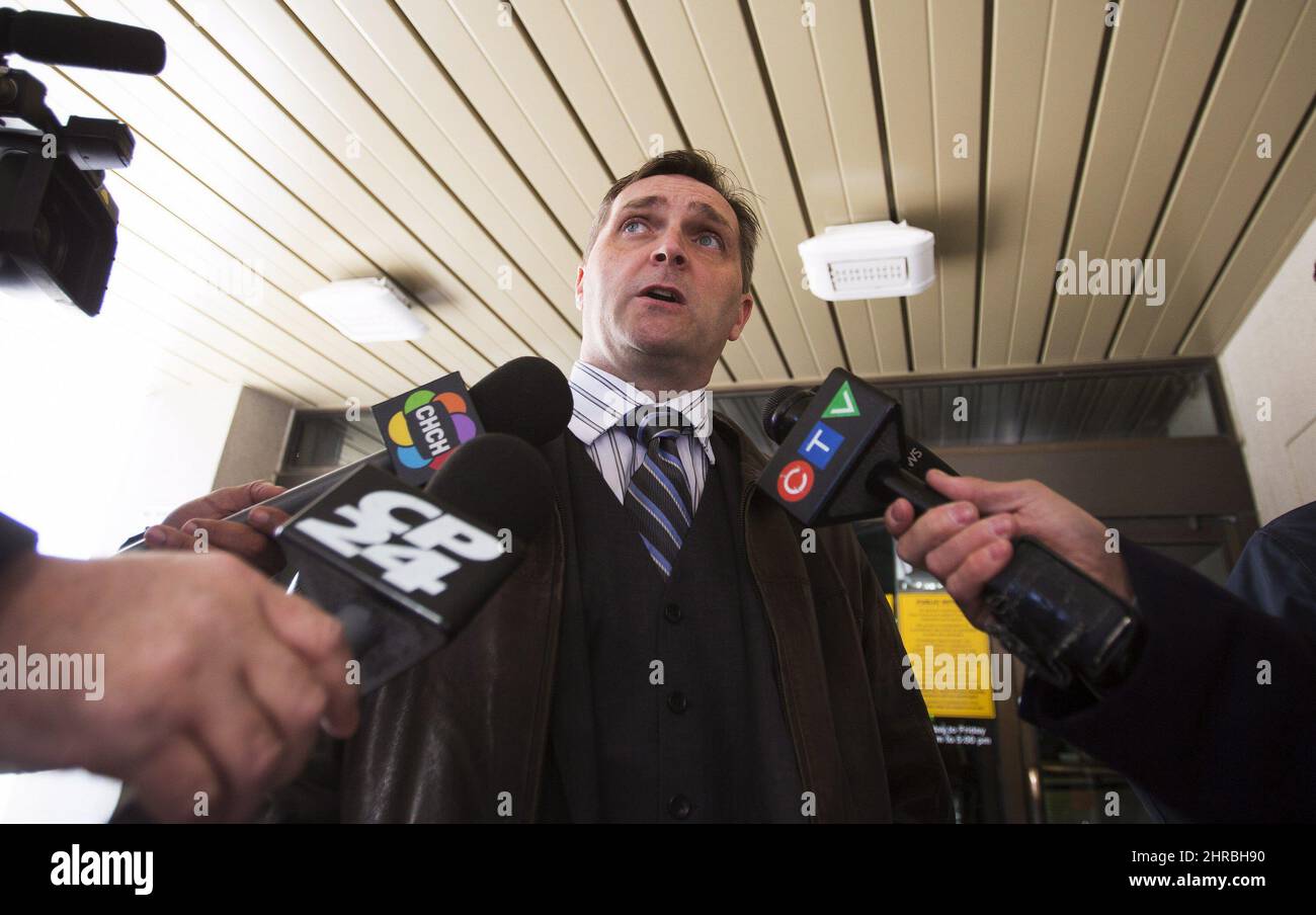 Scott Reid, lawyer for Justin Kuijer, speaks outside of the Robert S. K ...