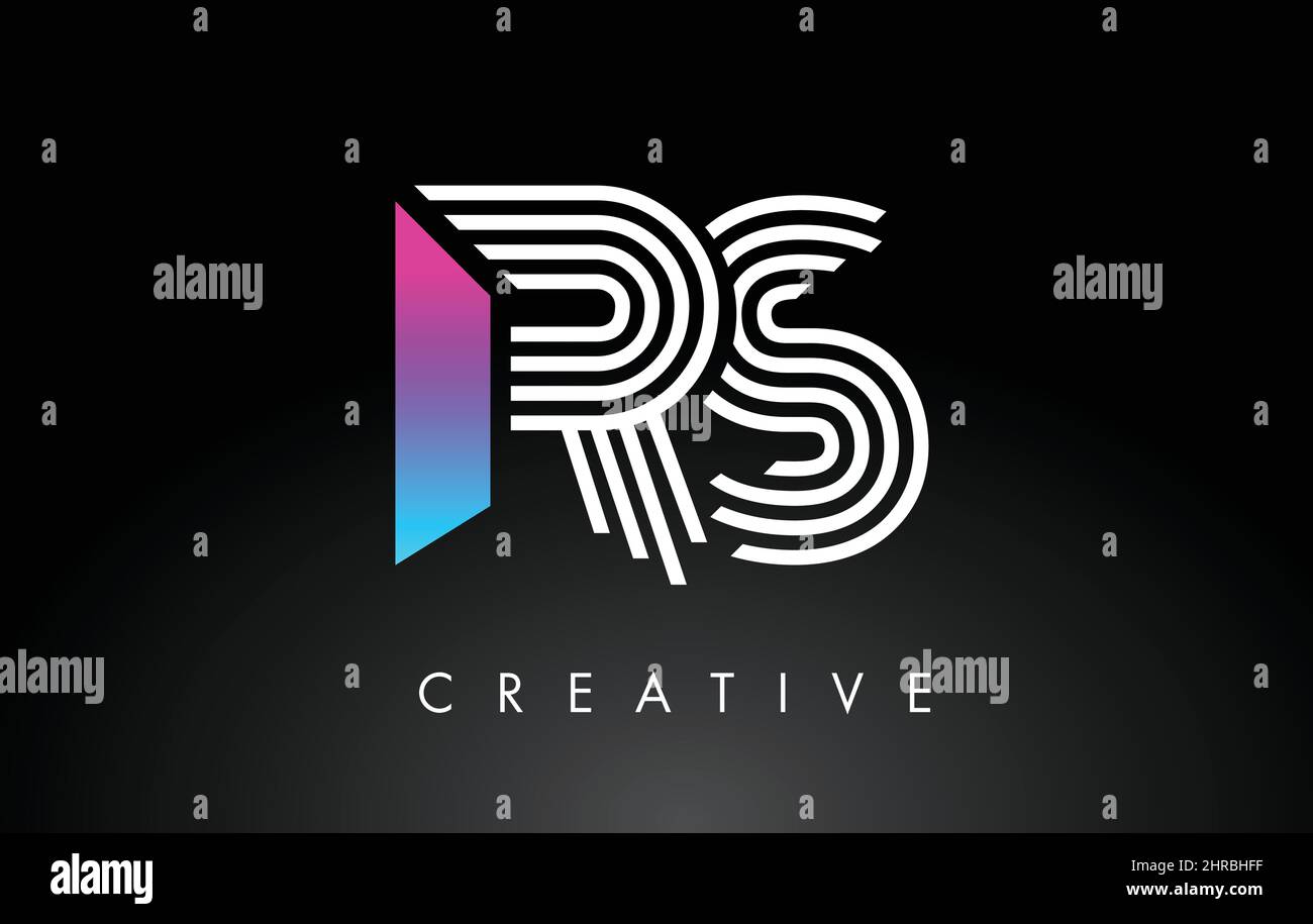 RS White Purple Lines Letter Logo. Creative Line Letters Design Vector ...