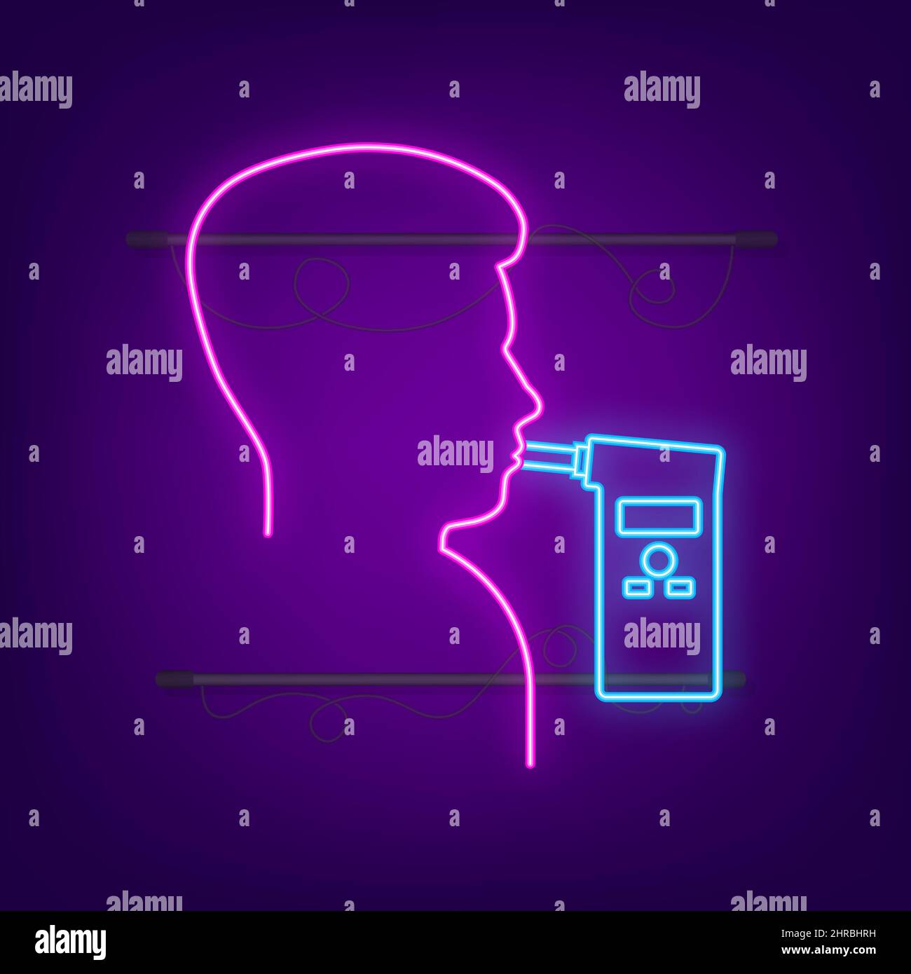 Handheld Breath Alcohol Tester Analyzer Electronic Device, neon icon ...