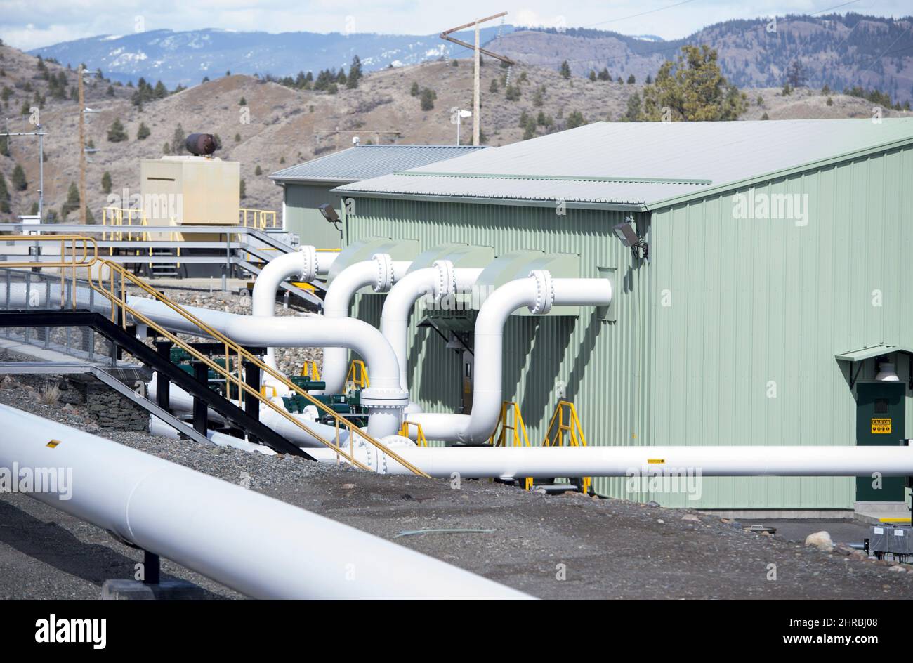 Station pipeline is seen at the Transmountain facility in Kamloops, B.C ...