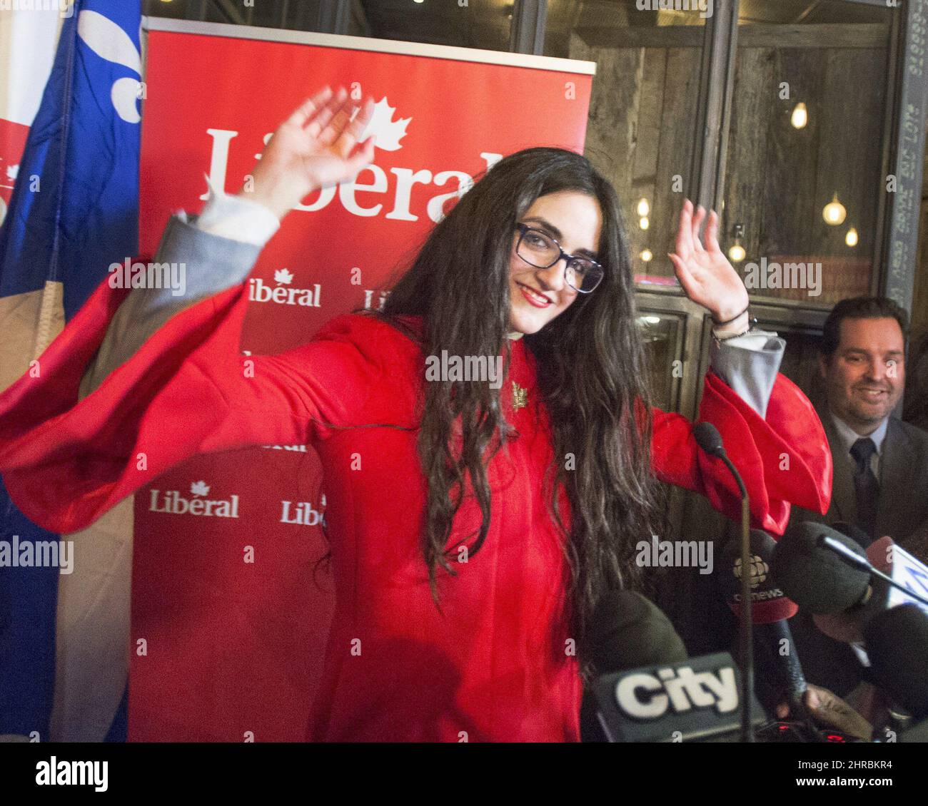Liberal candidate Emmanuella Lambropoulos reacts after winning the ...