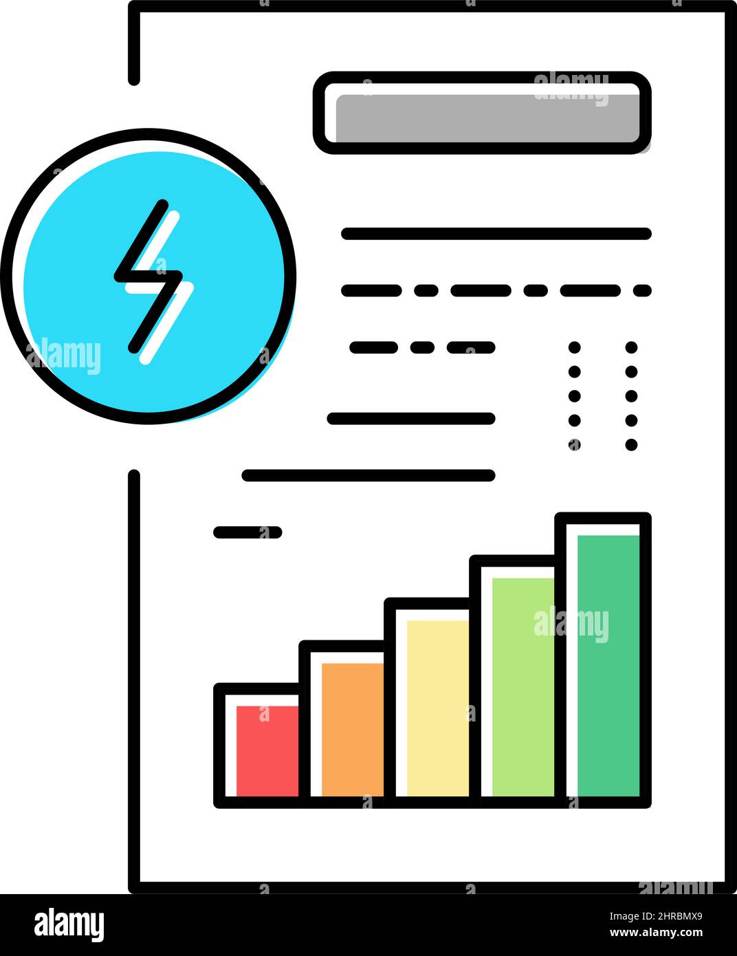 invoice document of energy saving color icon vector illustration Stock ...