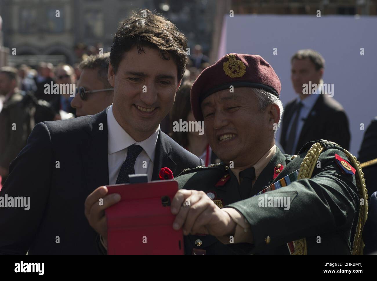 Canadian Prime Minister Justin Trudeau has his photo taken with ...