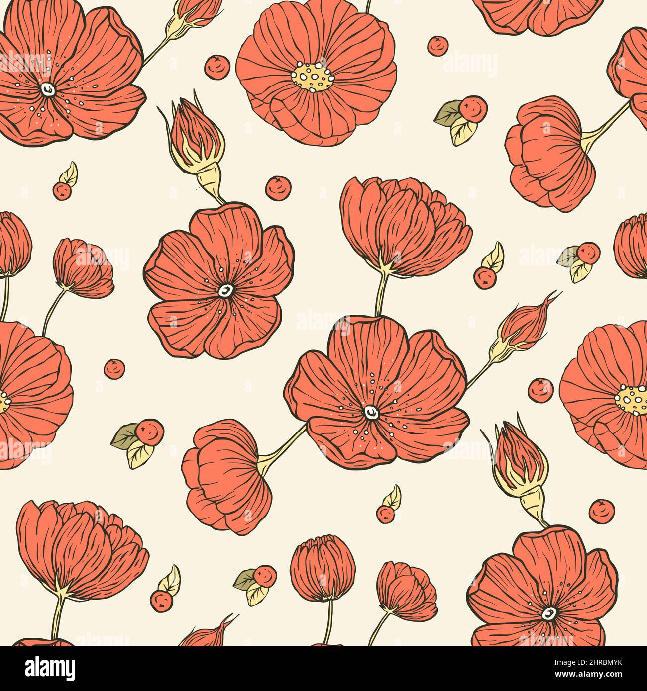 Vintage poppy wallpaper Stock Vector Images - Alamy