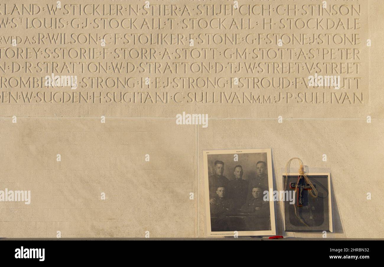 Images are left along the side of the Vimy Ridge monument below the ...