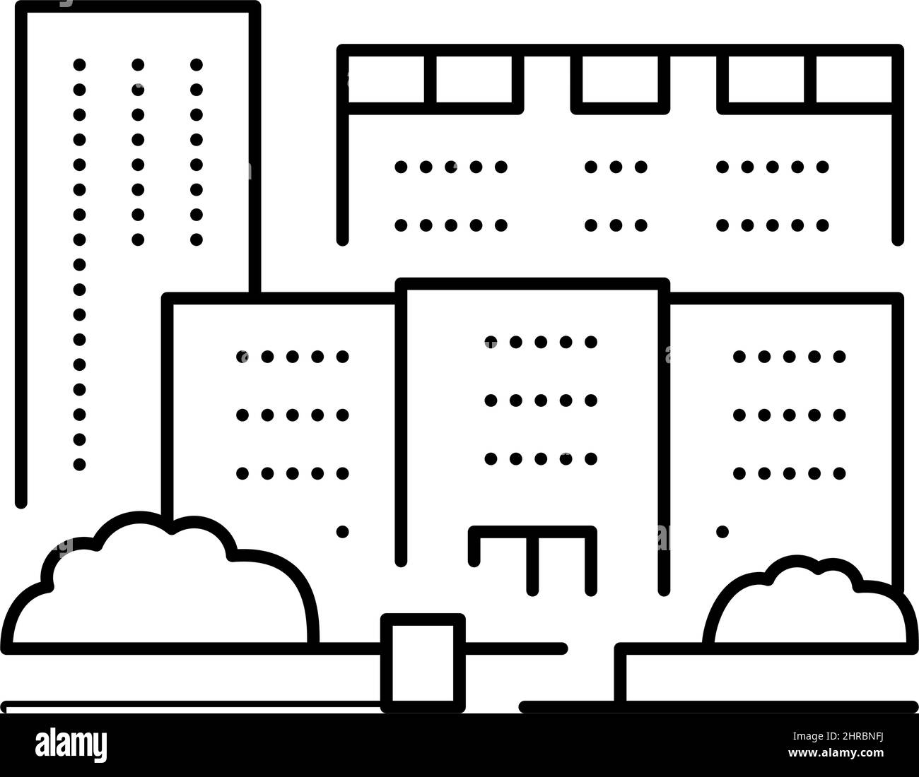 residential complex apartment building line icon vector illustration ...