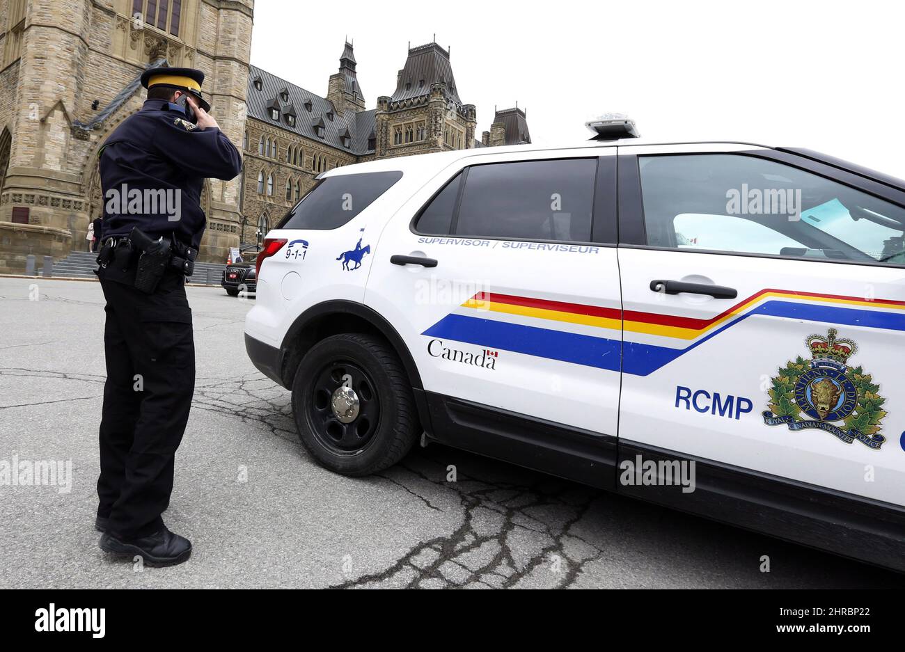 An RCMP constable is shown on Parliament Hill in Ottawa, Wednesday ...