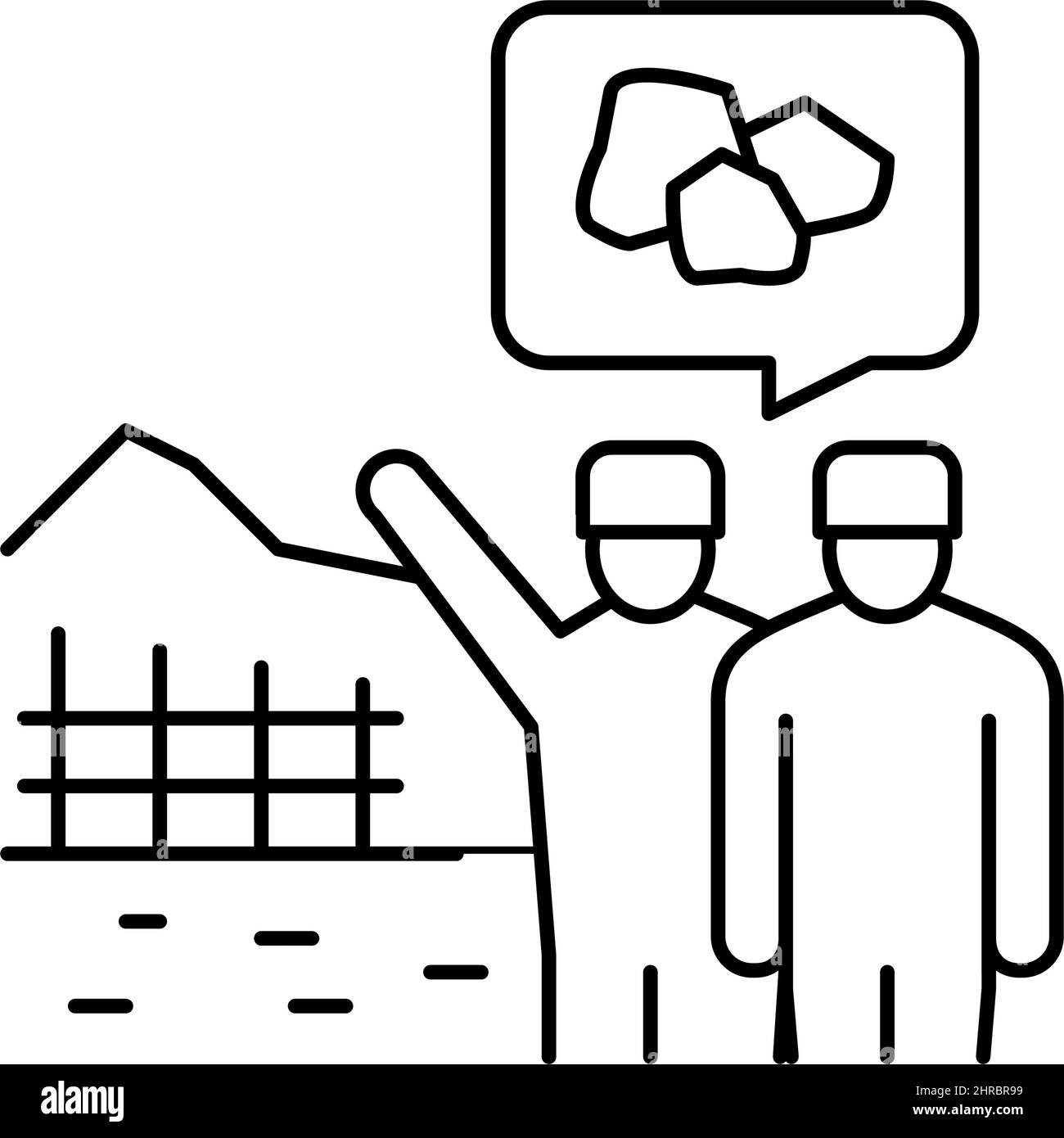 construction supervision and monitoring line icon vector illustration ...
