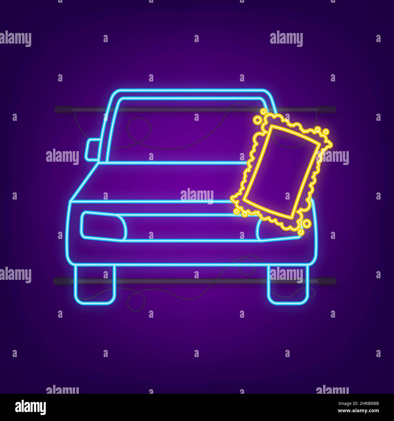 Car Wash Vehicle in foam neon icon, Cleaning Car Vector stock ...