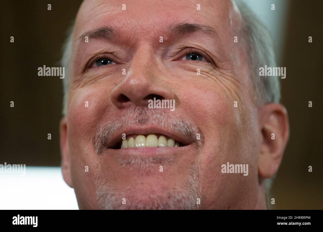 NDP Leader John Horgan smiles during a campaign stop at the University ...