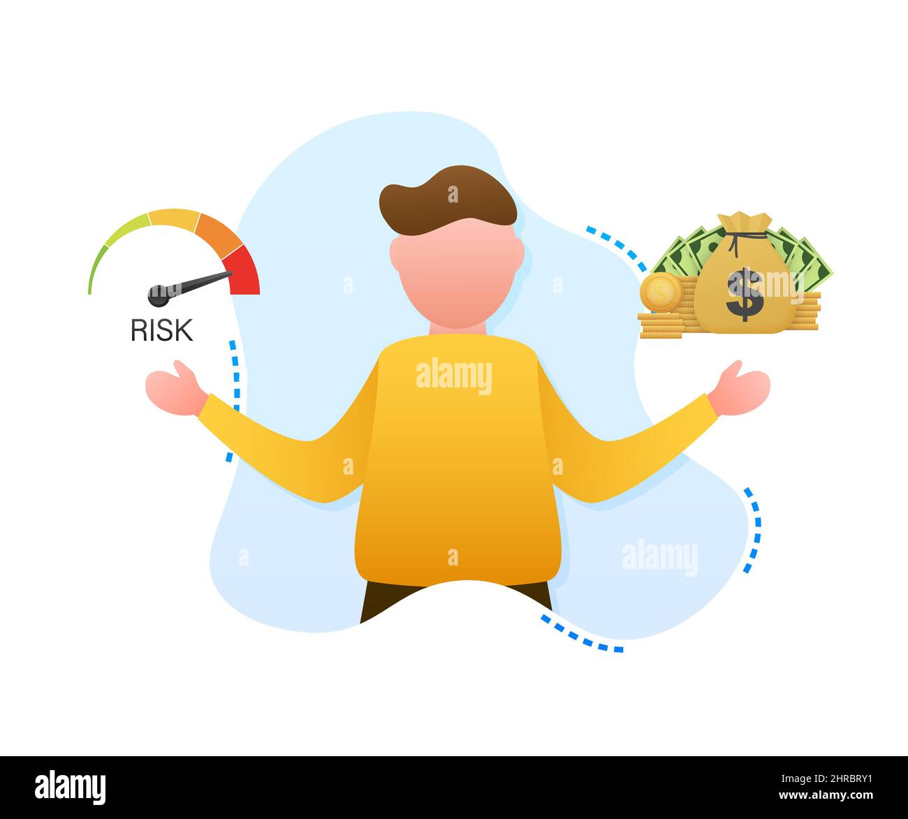 Man choosing between two options Money and risk. Vector stock ...