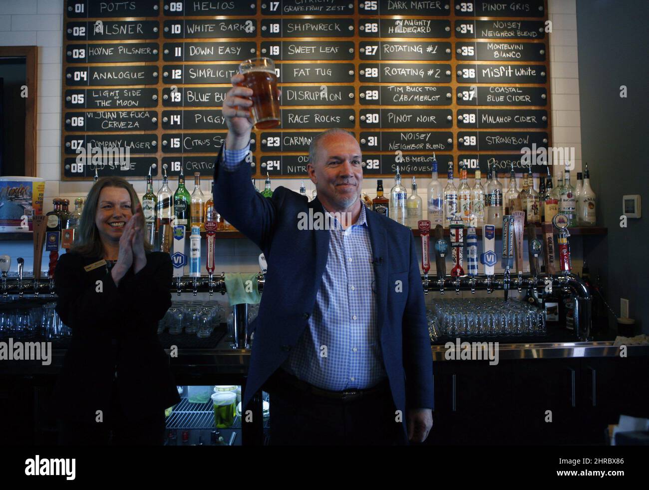 B.C. NDP leader John Horgan and candidate Mitzi Dean meet with ...