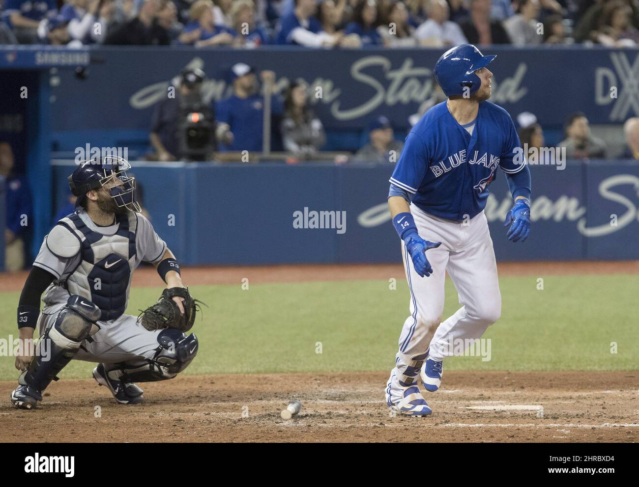 Toronto Blue Jays' Justin Smoak hits a two run homerun against the ...