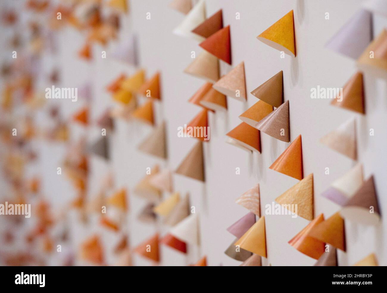 Cones, made of close-up photos of skin are part of the exhibit 'Body of ...