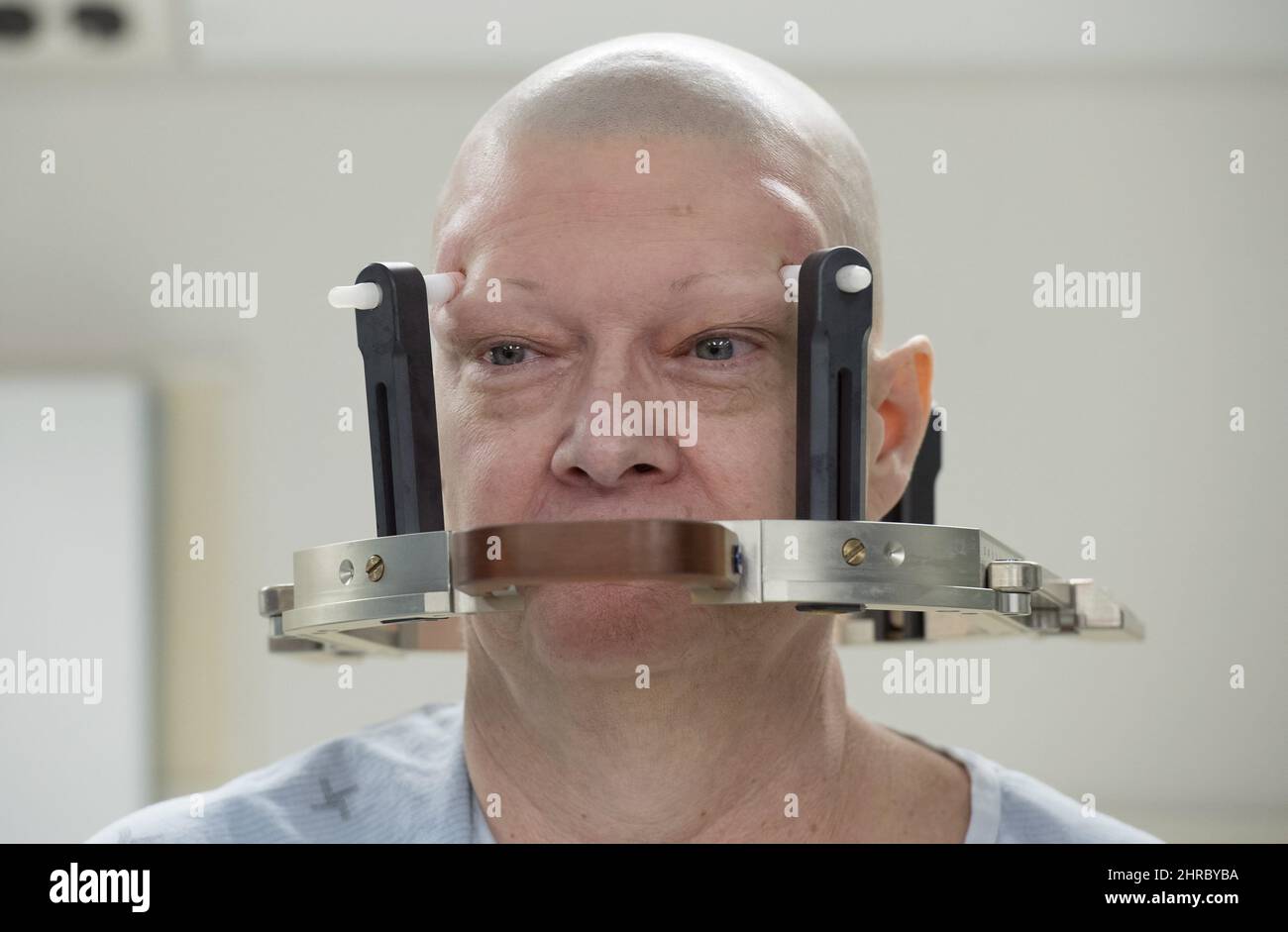 Early onset Alzheimers patient Karen Hellerman wears headgear in ...