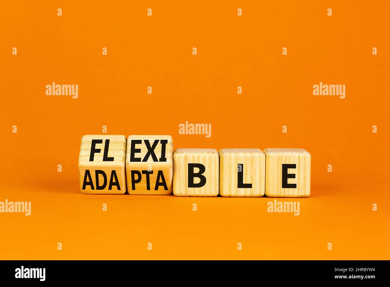 Adaptable or flexible symbol. Turned wooden cubes and changed the word ...