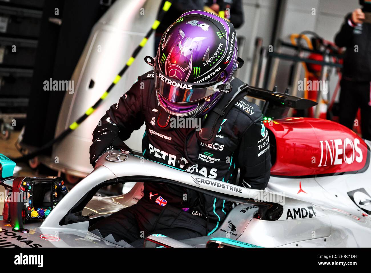 Barcelona, Spain. 25th Feb, 2022. Lewis Hamilton (GBR) Mercedes AMG F1 ...