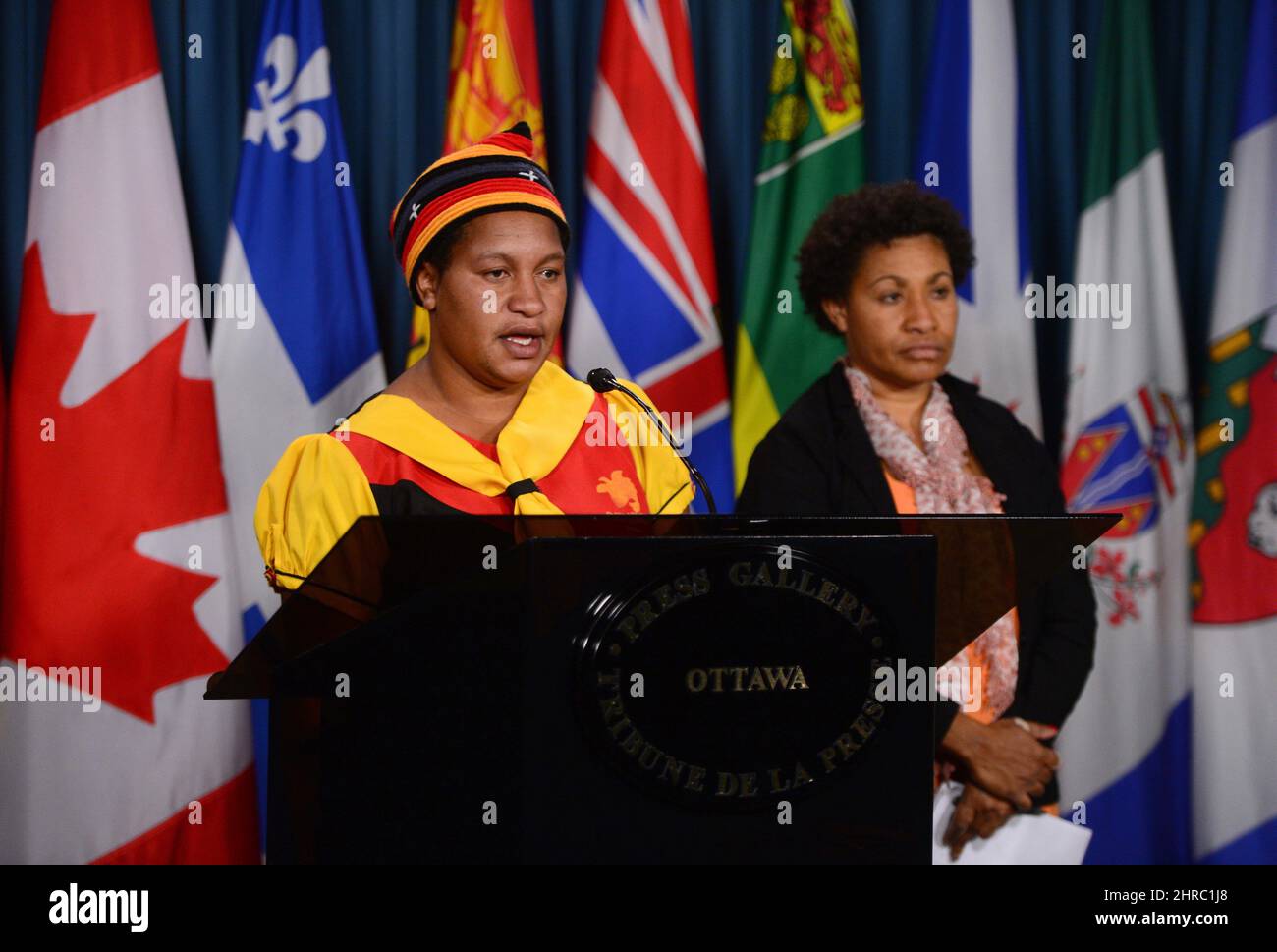 Joycelyn Mandi, left, and Everlyn Gaupe who are two Indigenous women ...