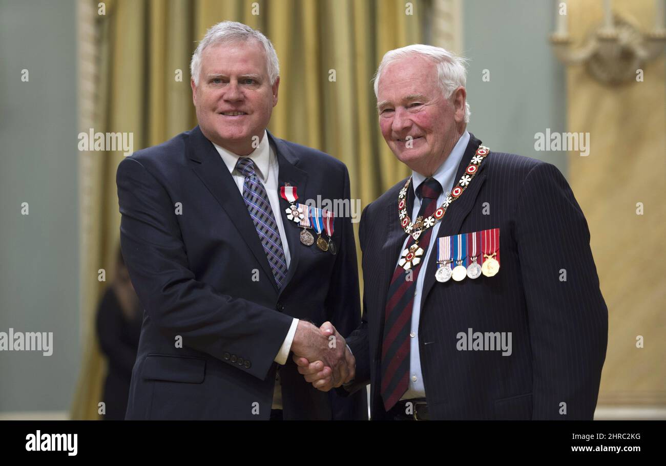 Governor General David Johnston invests Robert Marleau, from Carleton Place, Ont. as a Member of ...
