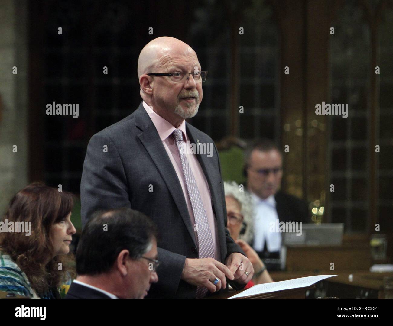 NDP MP Randall Garrison stands in the House of Commons during Question ...